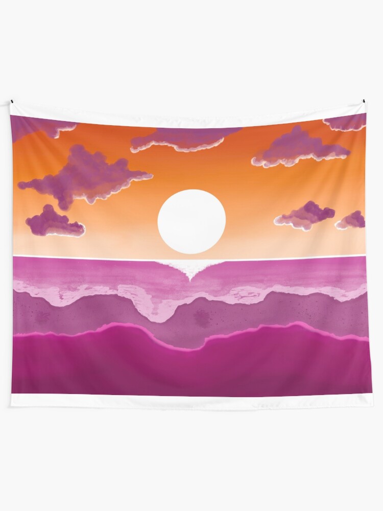 "subtle stealth lesbian sunset flag - subtle lgbt flag design" Tapestry ...