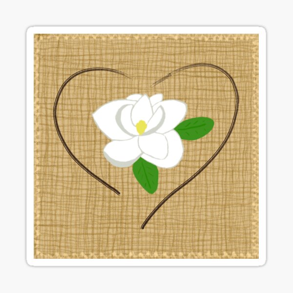 "Burlap Magnolia Heart Patch" Sticker for Sale by F-ranny | Redbubble