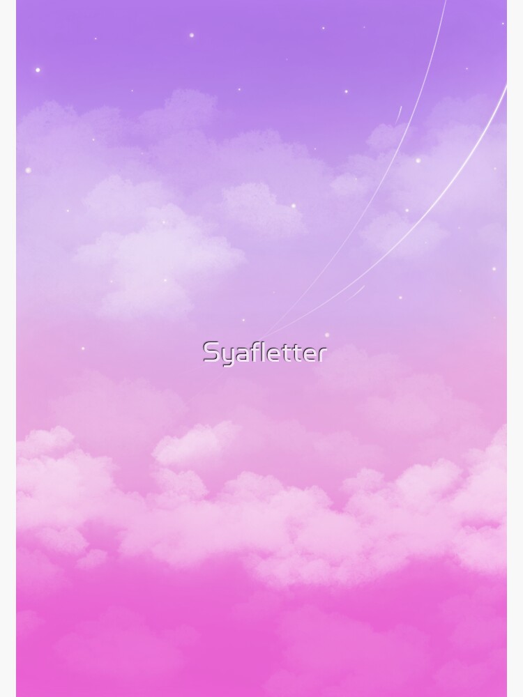 "Cloudy pink sky illustration" Sticker for Sale by Syafletter | Redbubble