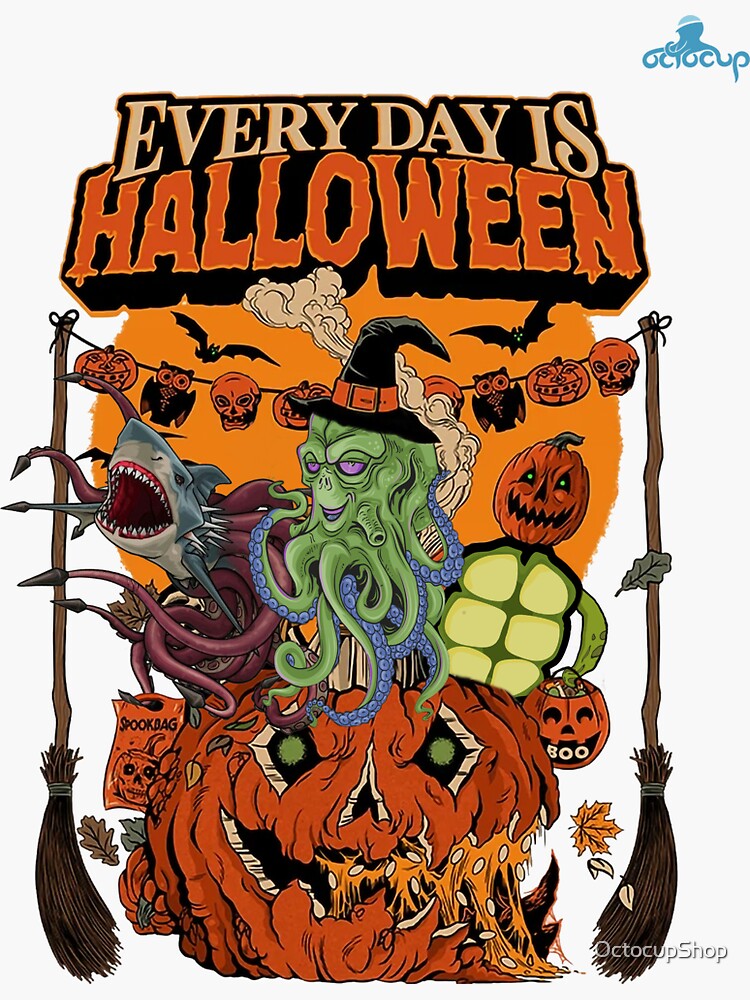 "Every Day Is Halloween Ocean Monters Creatures" Sticker for Sale by ...