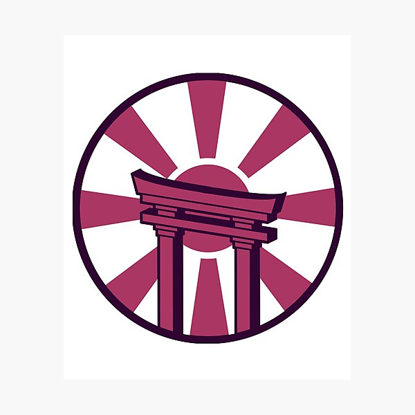 "Old Japanese Flag and Torii Shinto Gate Artwork" Photographic Print by ...