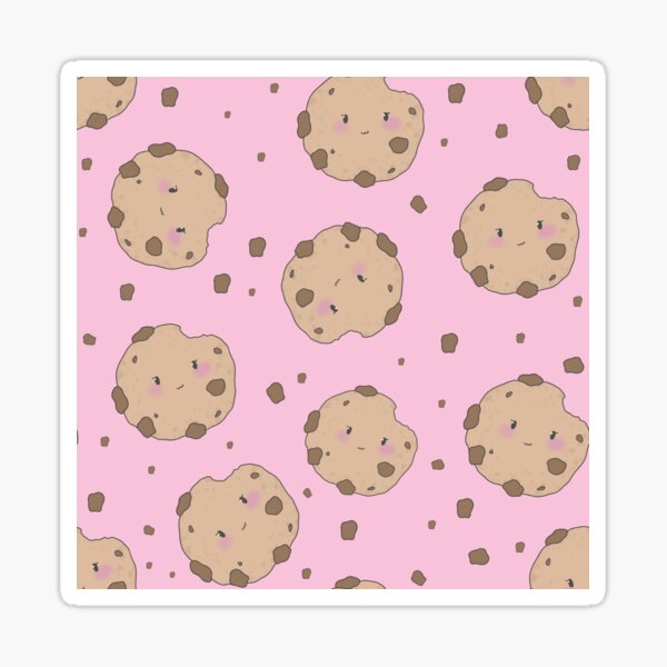 "Cute choc chip cookies - Pink" Sticker for Sale by Comfy-Creations ...