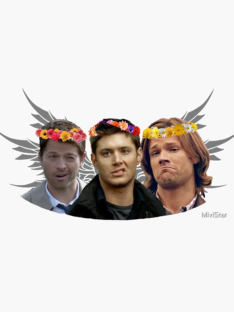 "Sam, Dean and Castiel - The Baes" Sticker for Sale by MiviStar | Redbubble