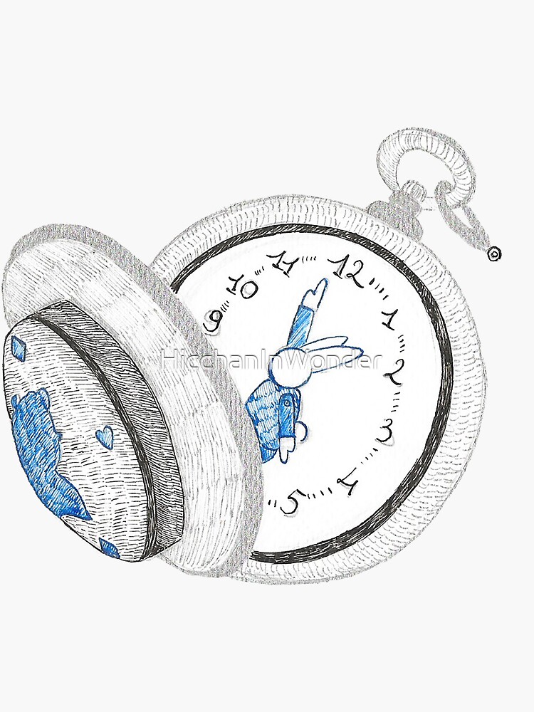 "White Rabbit Clock" Sticker for Sale by HicchanInWonder | Redbubble