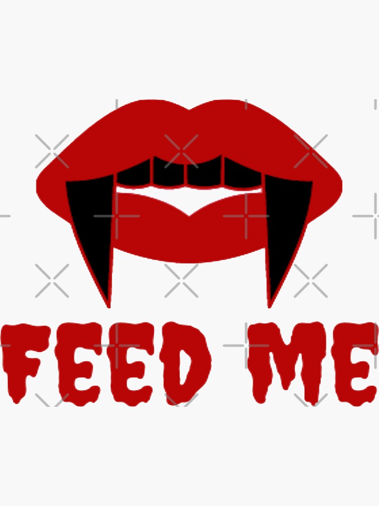 "Halloween Dracula Fangs Feed me" Sticker for Sale by PlanetTee | Redbubble