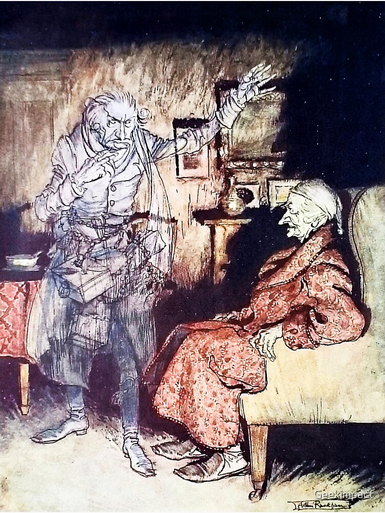 "The Ghost of Jacob Marley with Scrooge - Arthur Rackham from Dickens" Sticker for Sale by ...