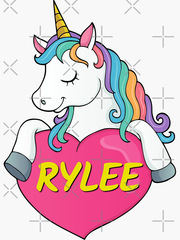 "Rylee Personalized Cute Unicorn Heart" Sticker for Sale by Suphiss ...