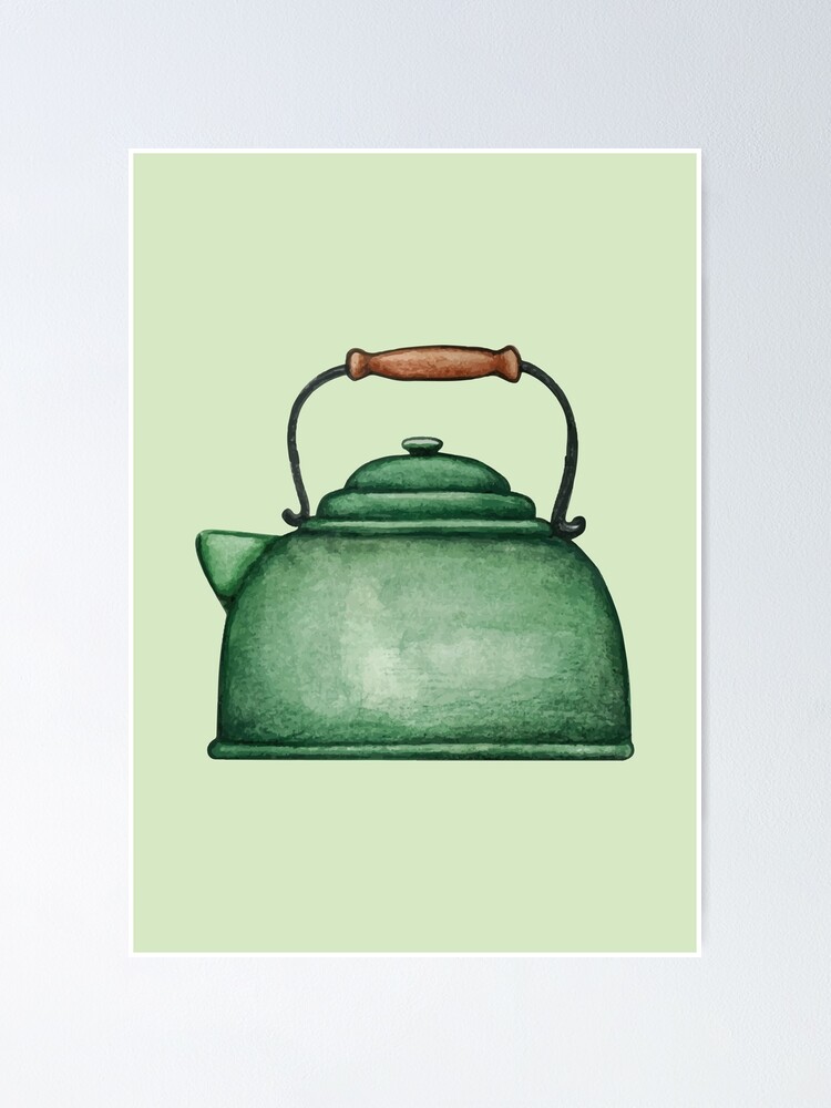 "Retro Green Metal Kettle" Poster by NiftyTrinket | Redbubble