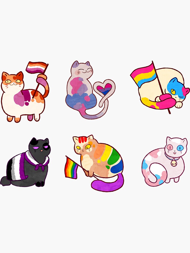 "LGBT Pride Cats" Sticker for Sale by KryptidKase | Redbubble