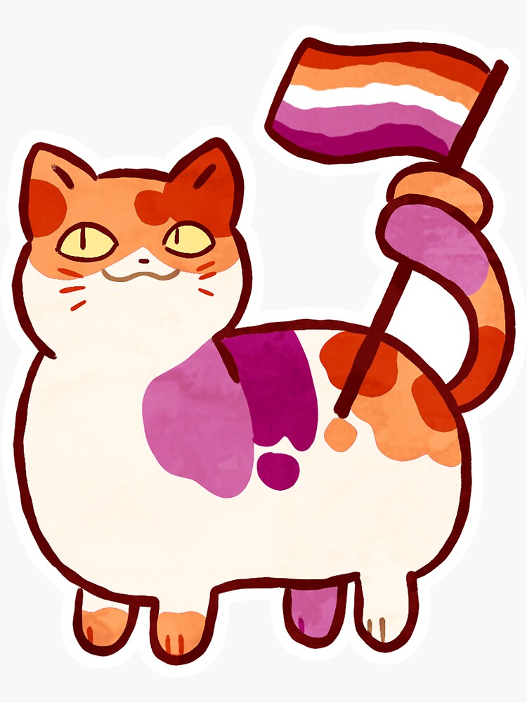 "Lesbian Pride Cat" Sticker for Sale by KryptidKase | Redbubble