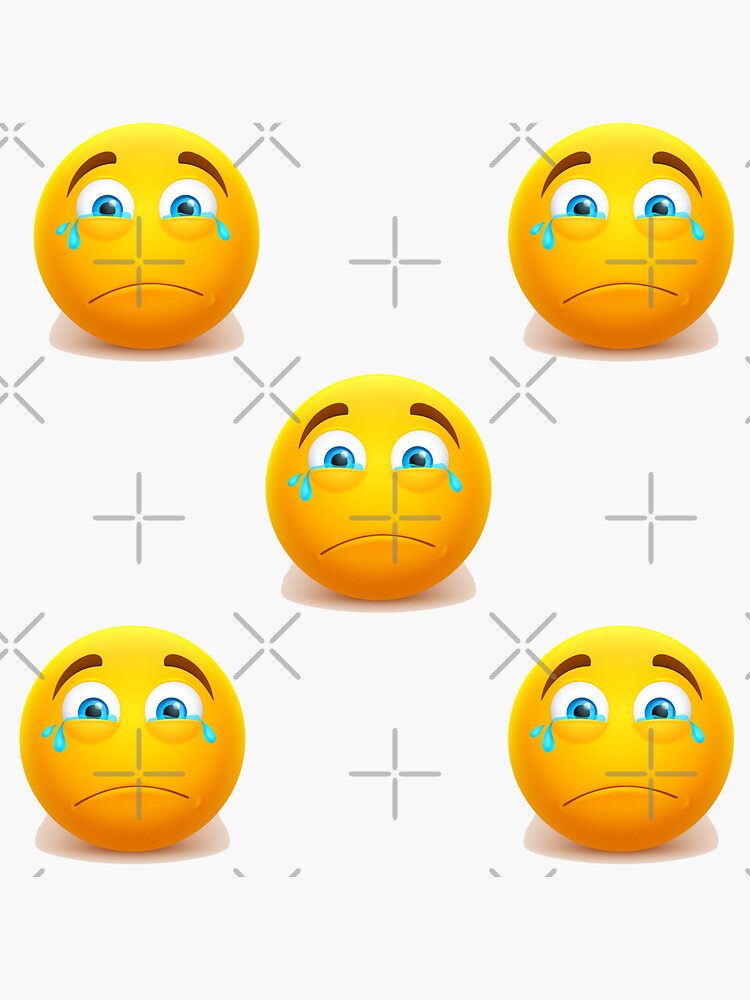 "Crying Sad Face Emoticon Sticker Pack" Sticker for Sale by ZiesMerch ...