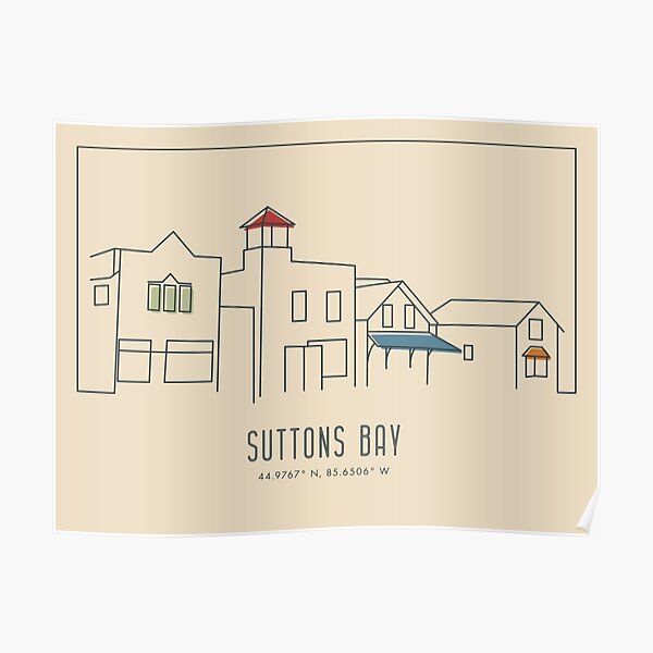 "Suttons Bay, Michigan Travel Poster Art" Poster by StackingStones ...