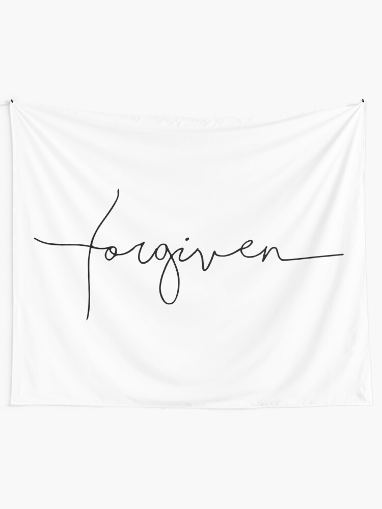"Forgiven Cross - Christian Quote Retro Bible Verse" Tapestry by ...