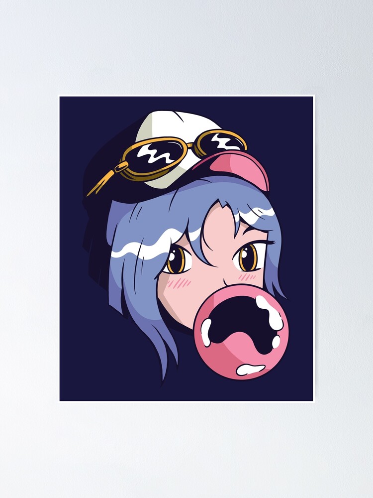 "Cute anime girl with chewing gum" Poster for Sale by DerSenat | Redbubble