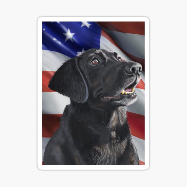 "Patriotic Black Lab Dog and Pet Digital Painting" Sticker by ...
