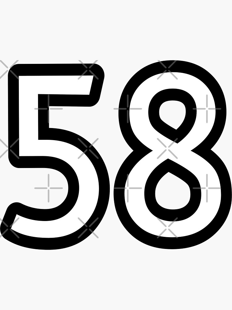 "Number 58 jersey Minimal" Sticker for Sale by Impressions94 | Redbubble