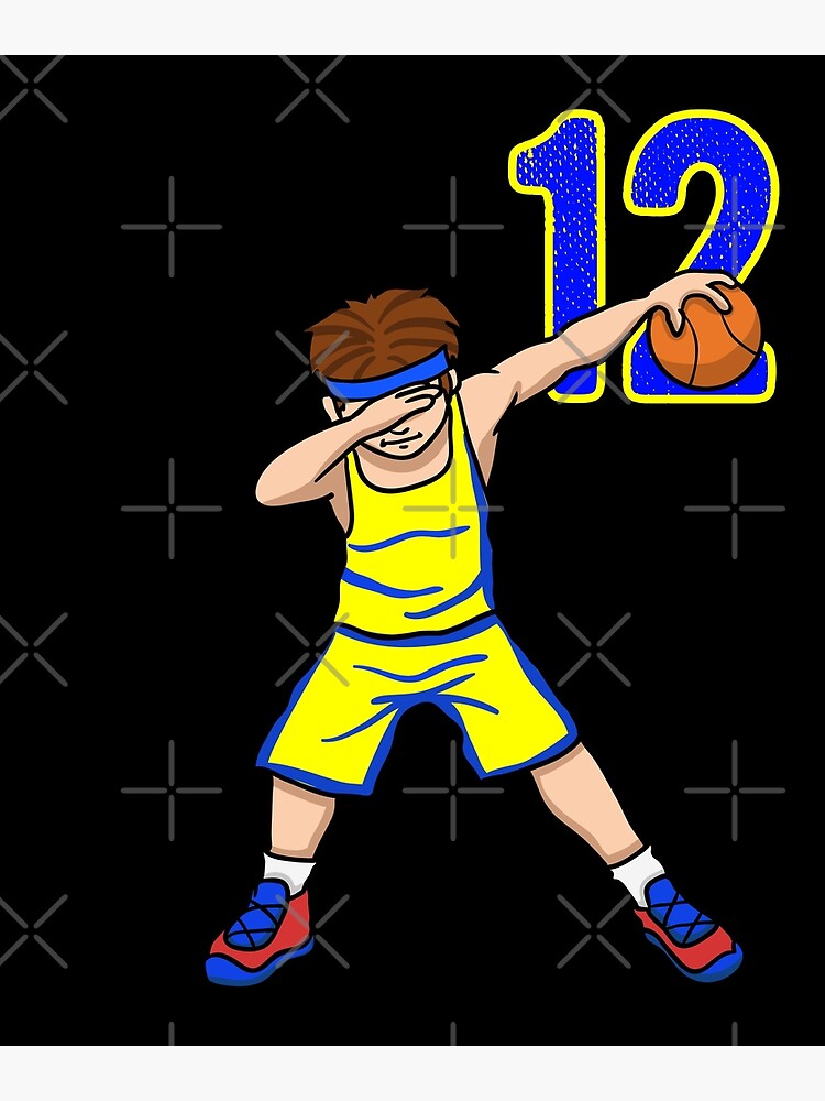 "Cool Yellow Blue Basketball Team Number 12 Basketball Player BBall ...