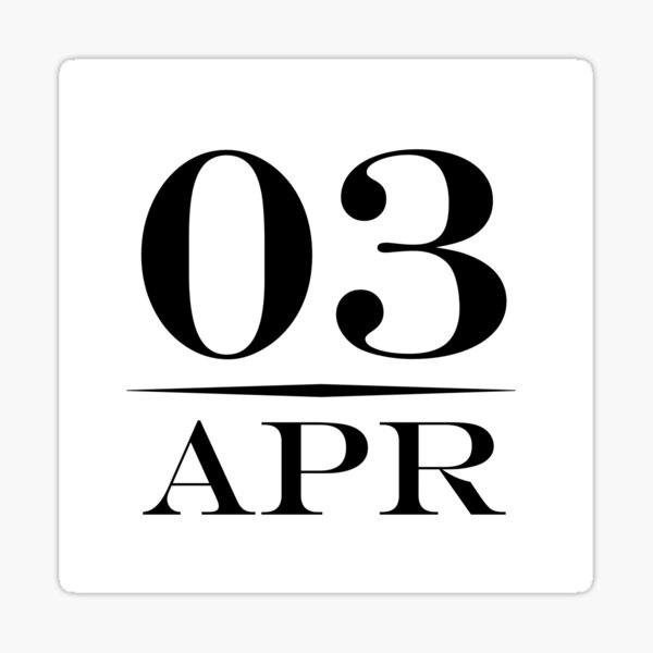 "3rd April" Sticker for Sale by BoeJ | Redbubble