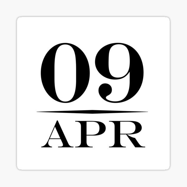 "9th April" Sticker for Sale by BoeJ | Redbubble