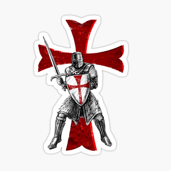 Knight Templar Holding A Sword And A Shield Sticker By Aronia
