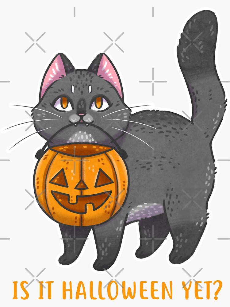 "Is It Halloween Yet Kitty" Sticker for Sale by kattvalk | Redbubble
