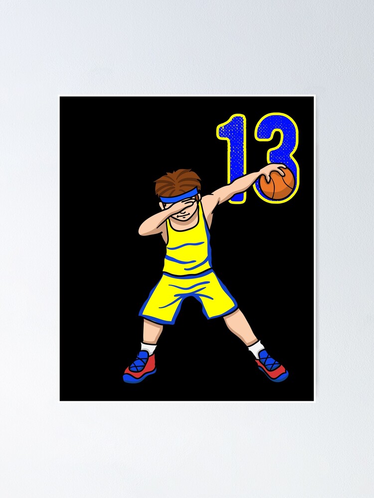 "Cool Yellow Blue Basketball Team Number 13 Basketball Player BBall ...