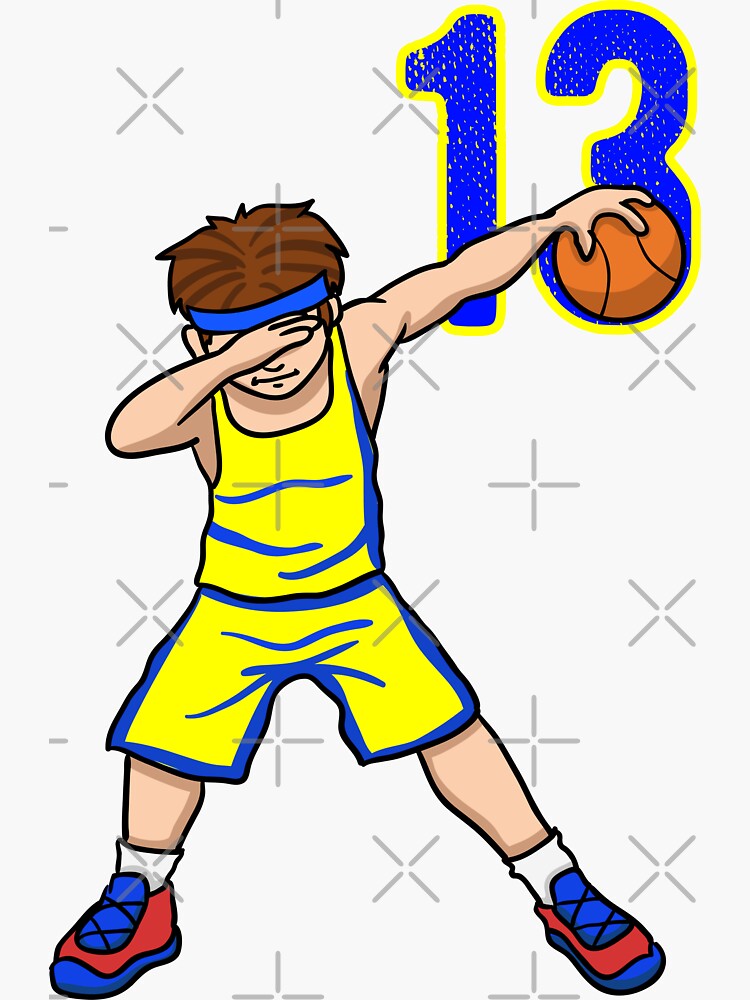 "Cool Yellow Blue Basketball Team Number 13 Basketball Player BBall ...
