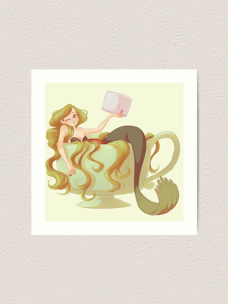 "Green tea mermaid" Art Print by AshleuLee | Redbubble