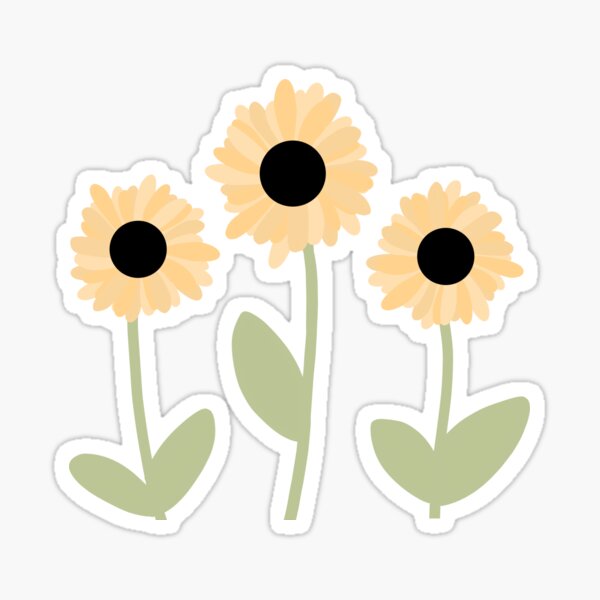 "Cute Simple Sunflowers Design" Sticker for Sale by artcalligraphy ...