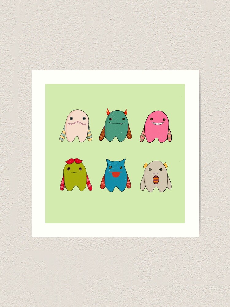 "Japanese Mokeke Monster Characters" Art Print for Sale by hiblushbee ...