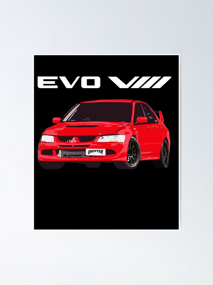 "rally red EVOLUTION VIII EVO 8 JDM Mitsubishi" Poster for Sale by ...