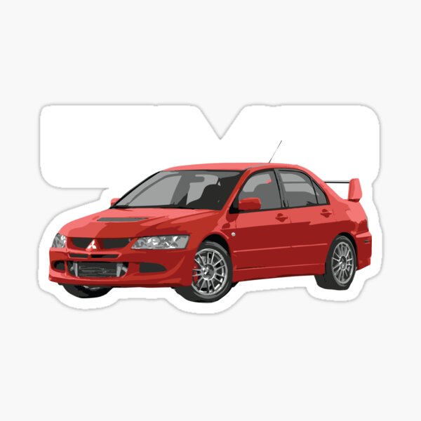 "rally red EVO 8 JDM Mitsubishi" Sticker for Sale by cowtownCOWBOY ...