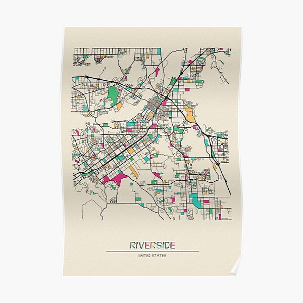 "Riverside, California Street Map" Poster by geekmywall | Redbubble