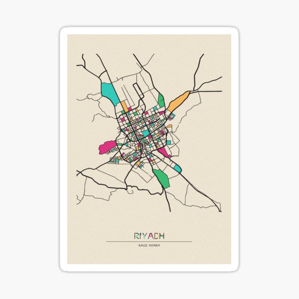 "Riyadh, Saudi Arabia Street Map" Sticker for Sale by geekmywall ...