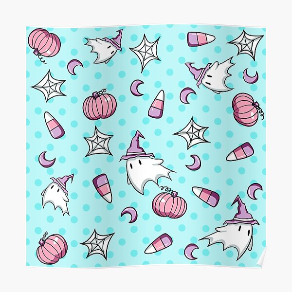 "Spooky but Cute Pastel Halloween Pattern" Poster by Ghostybender ...