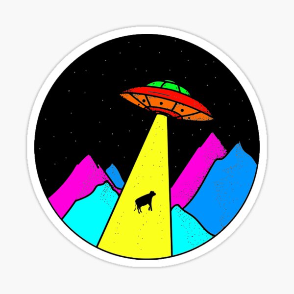 "ALIEN UFO ABDUCTION STICKER" Sticker by Hairyzulu | Redbubble