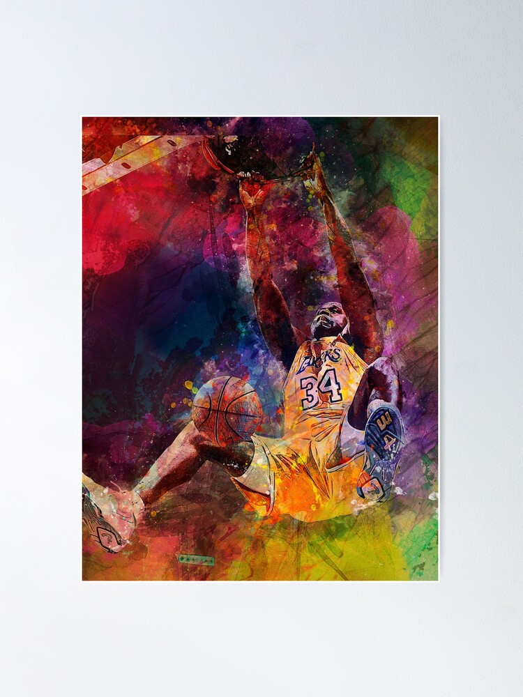 "Shaquille O'Neal Shaq Lakers Mixed Media" Poster for Sale by Pixel ...
