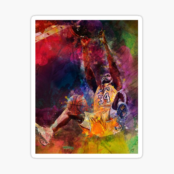 "Shaquille O'Neal Shaq Lakers Mixed Media" Sticker for Sale by ...