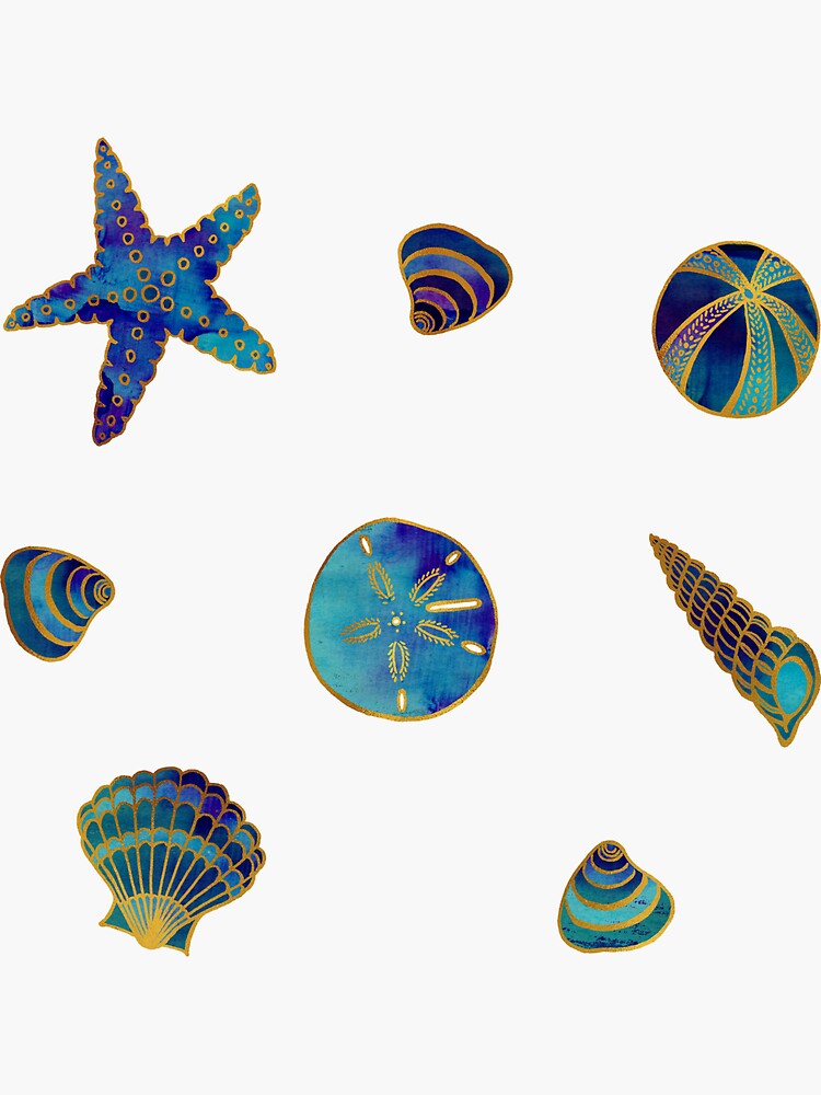 "Beach Treasures - Aqua Blue" Sticker for Sale by Olooriel | Redbubble