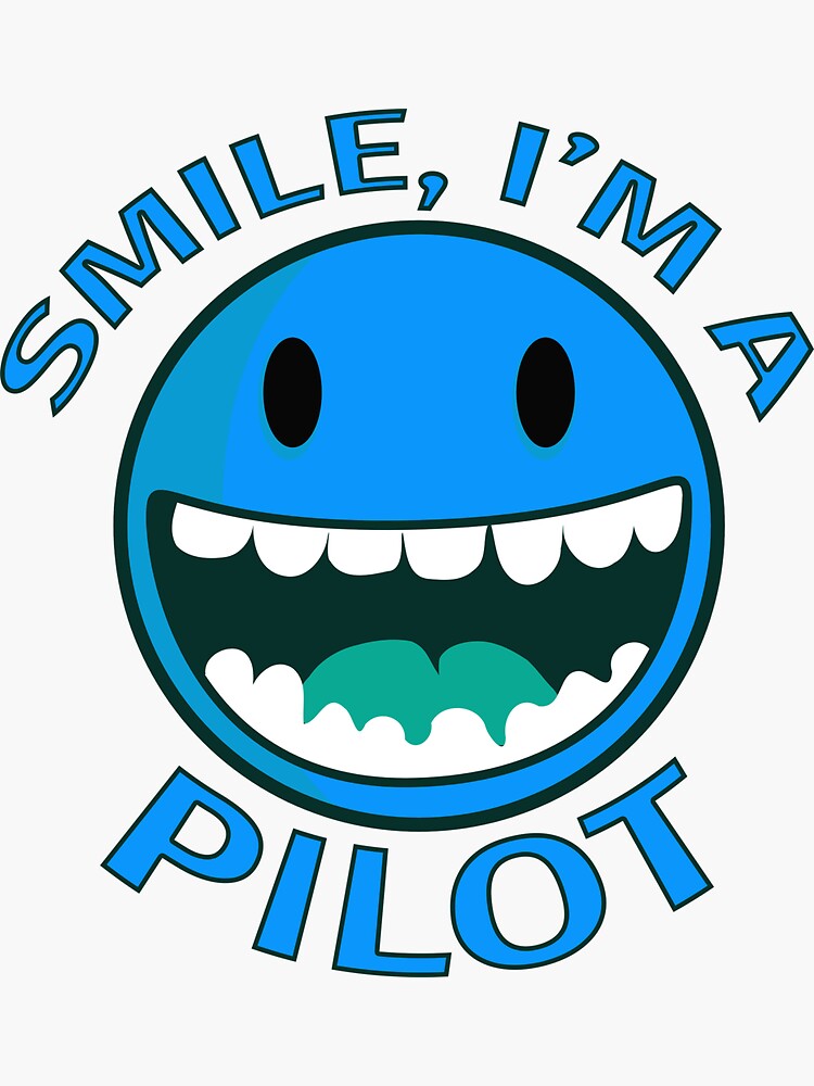 "Smile Im A Pilot Cartoon Smiley" Sticker by jacks-tees | Redbubble
