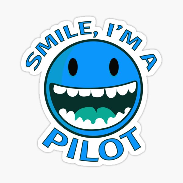 "Smile Im A Pilot Cartoon Smiley" Sticker by jacks-tees | Redbubble