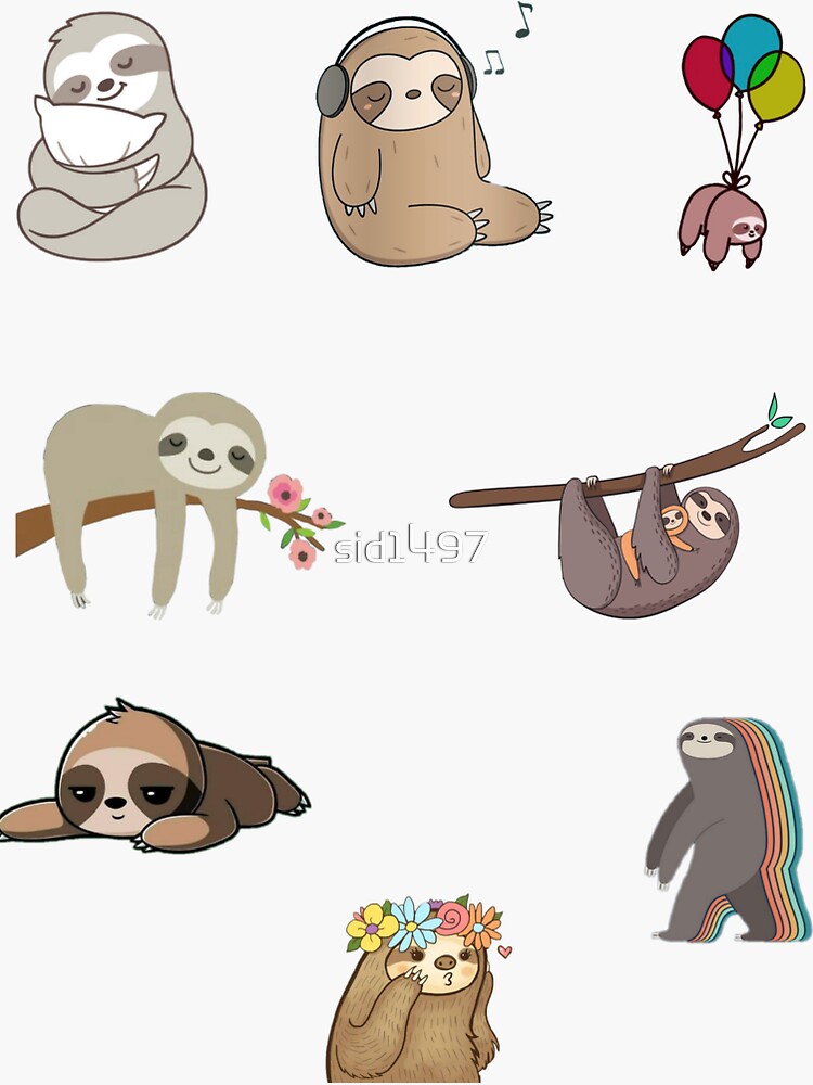 "Sloth stack pack" Sticker for Sale by sid1497 | Redbubble