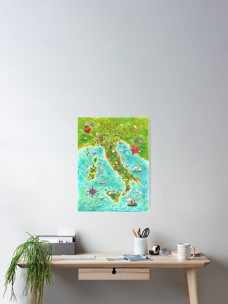 "Map Italian food" Poster for Sale by Jiska De Waard | Redbubble