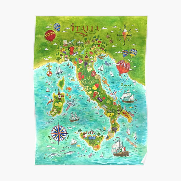 "Map Italian food" Poster for Sale by Jiska De Waard | Redbubble