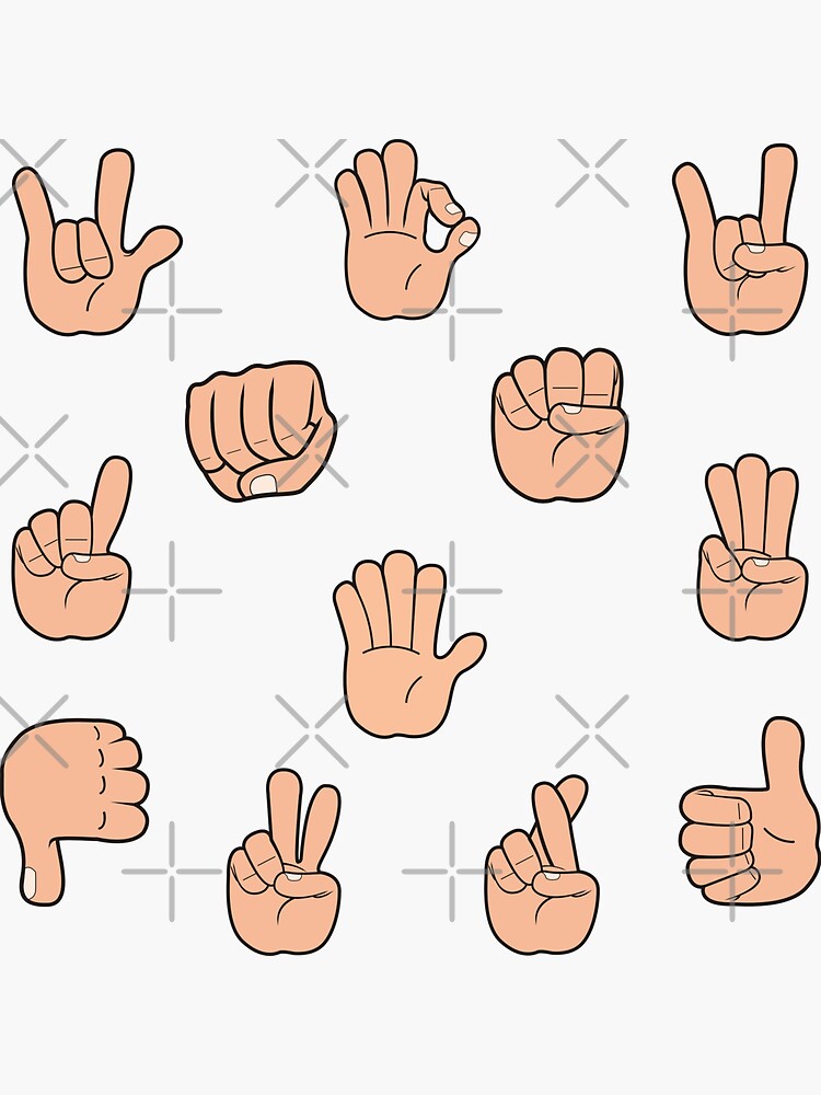 "Hand Signal Emotions Sticker Pack" Sticker by RicardoJASantos | Redbubble