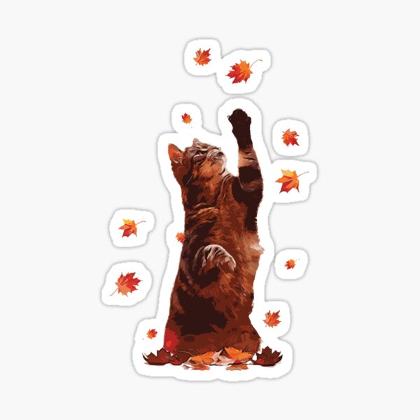 "Cute Cat Fall Autumn Leaf Cat Lovers Gift , Happy Thankful, happy ...
