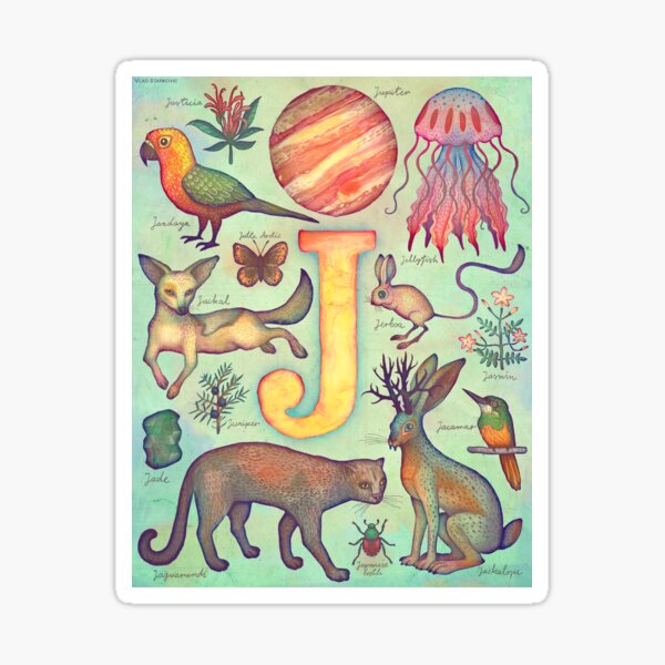 "'J' is for..." Sticker for Sale by vladimirsart | Redbubble