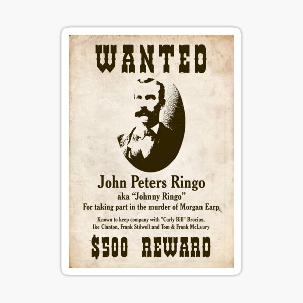 "Johnny Ringo Wanted Poster" Sticker for Sale by kayve | Redbubble