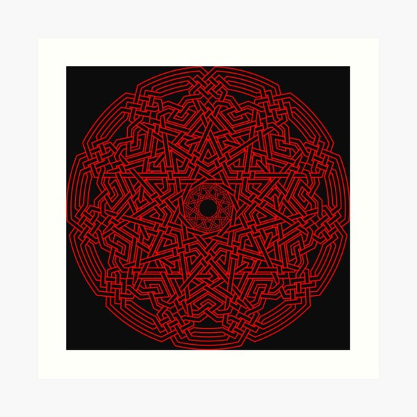 Lámina artística «Hendecagram floral de color rojo, símbolo sagrado de ...