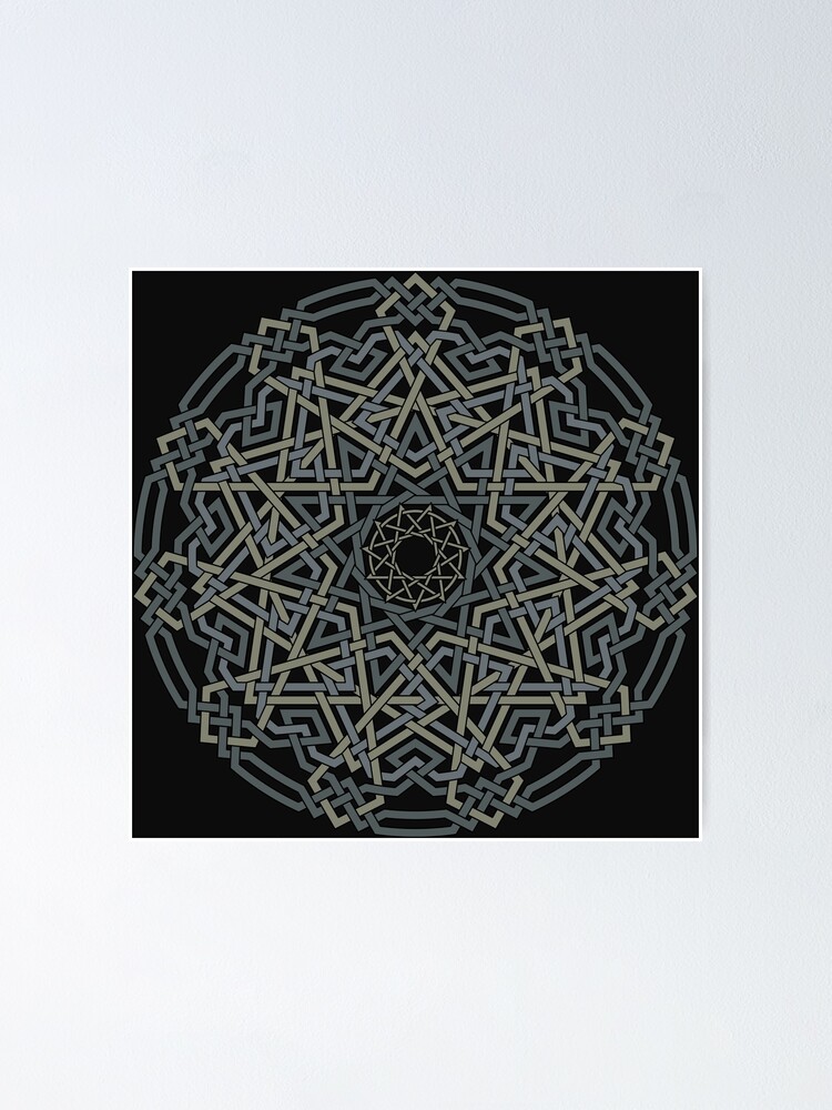 Póster «Hendecagram floral de color oscuro, símbolo sagrado de ...